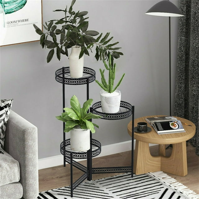 Wisfor Heavy Duty 3 Tier Plant Stand, Solid Metal Flower Pot Shelf ...