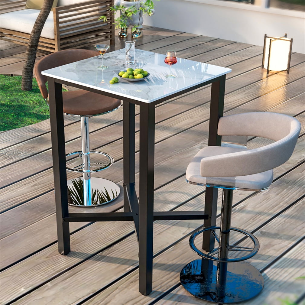 Wisfor 4 Person Vintage 41.4" High Pub Bar Table Breakfast Dining Tables Sturdy Metal Frame ...