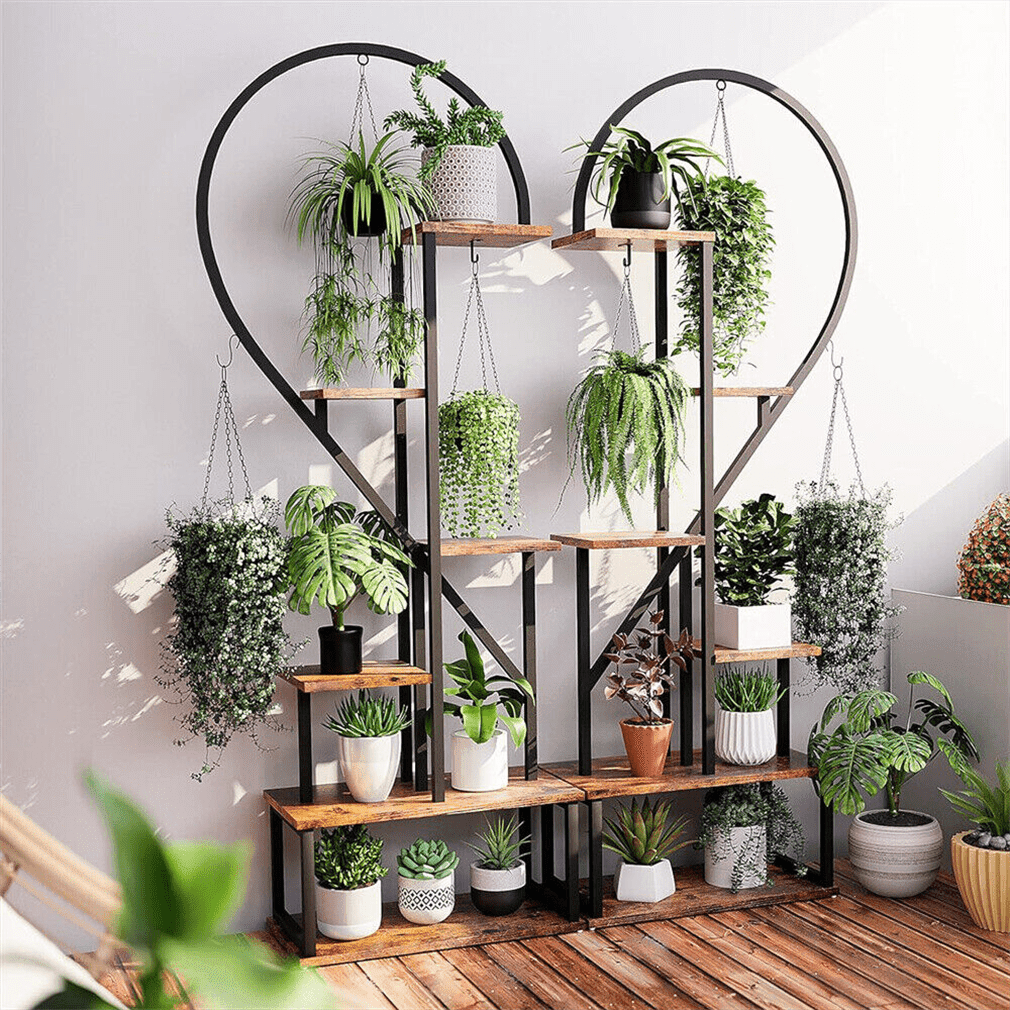 Wisfor 6-Tier Metal Plant Stand Indoor Heart Shaped Ladder Flower Pot ...