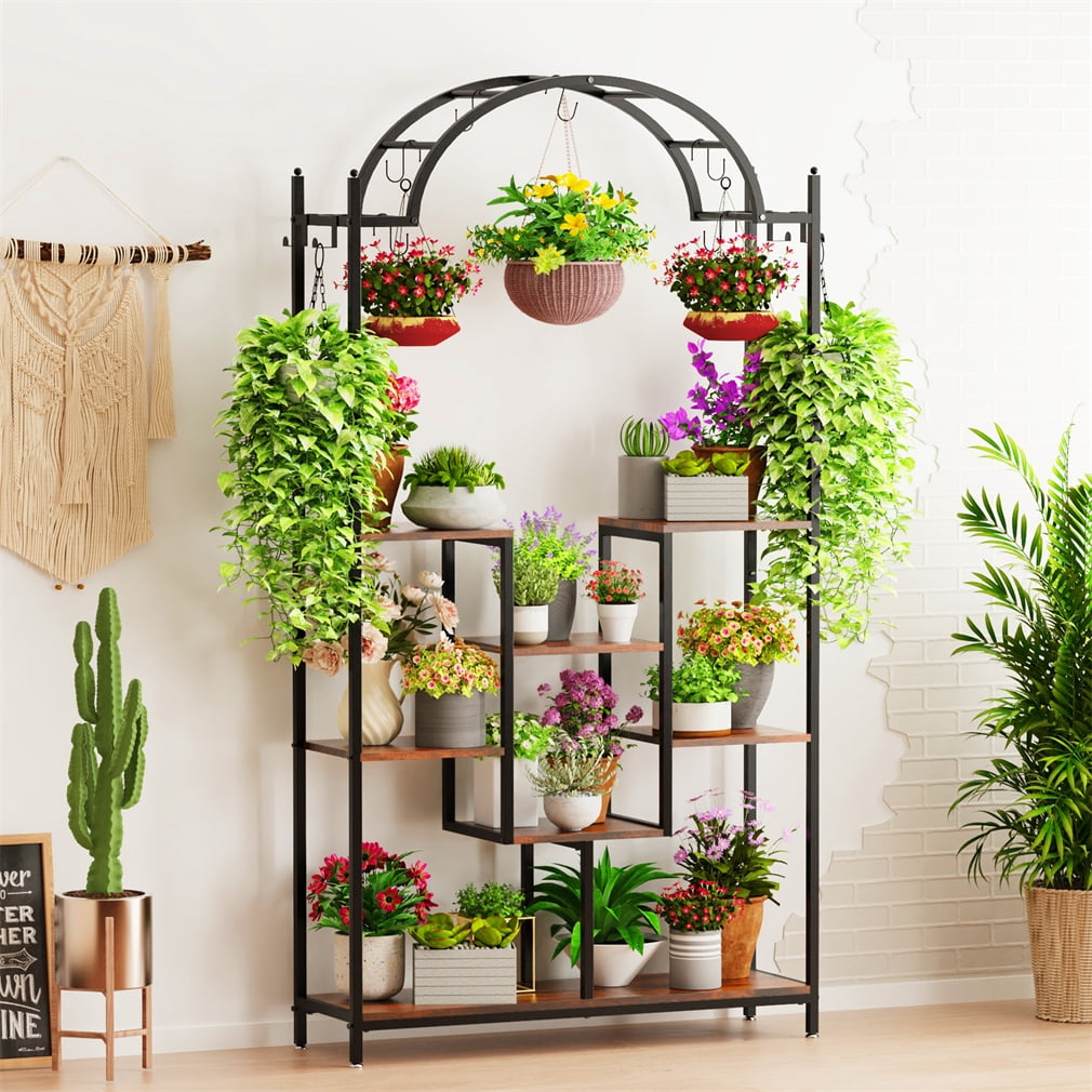Wisfor Heavy Duty Metal Arched Plant Stand, 5 Tier Flower Pot Holder ...