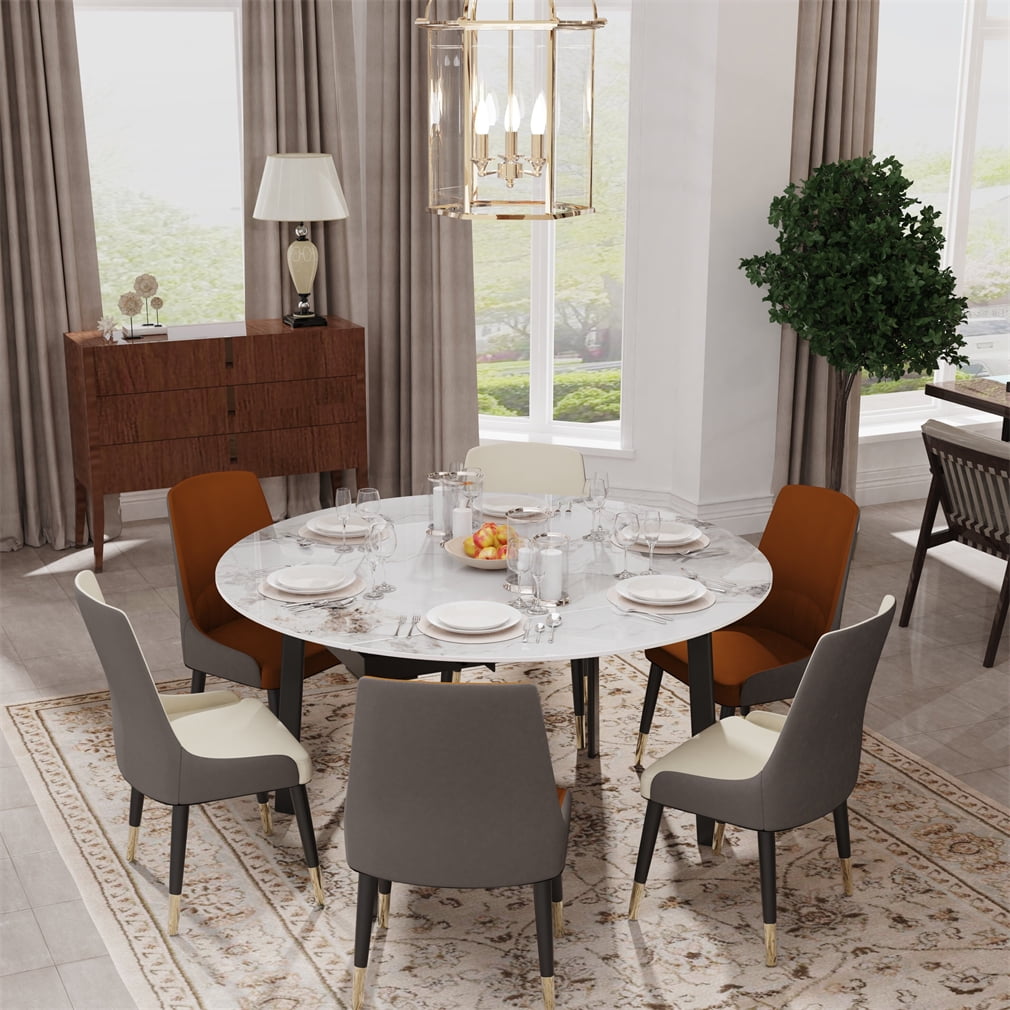 Wisfor Extendable Kitchen Dining Table Round Marble Kitchen Island ...