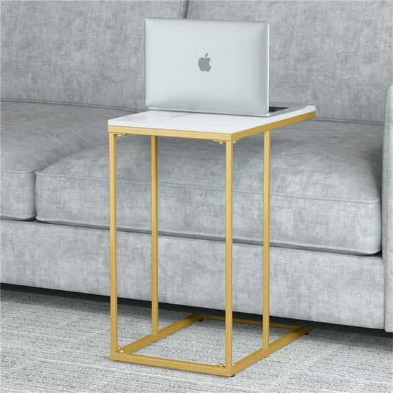 Wisfor Sintered Stone C Shaped Side Table Laptop Coffee Table Under Sofa Bed Indoor Furniture ...