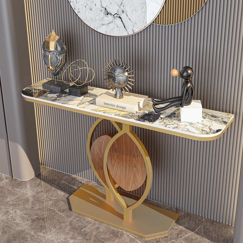 Wisfor Sintered Stone Console Table Hallway Display Stand Narrow Bar ...