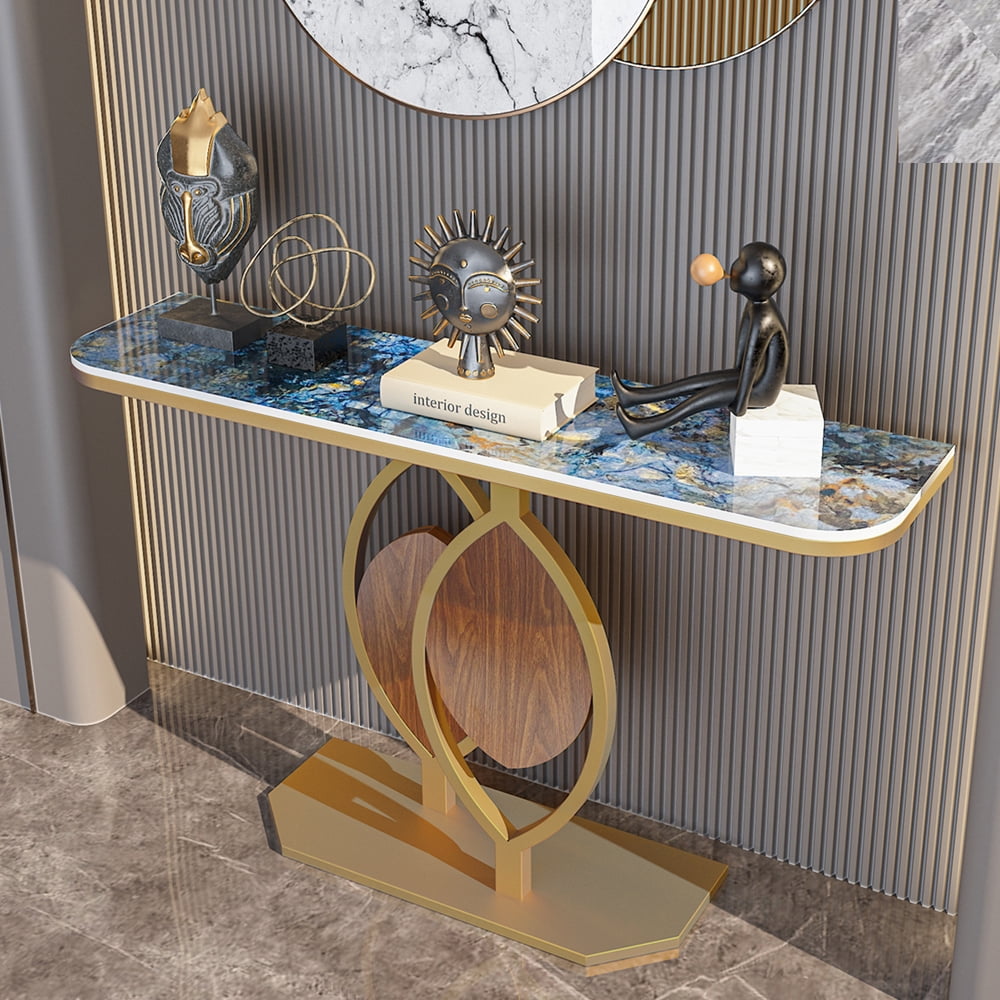 Wisfor Sintered Stone Console Table Hallway Open Stand Narrow Bar Table ...