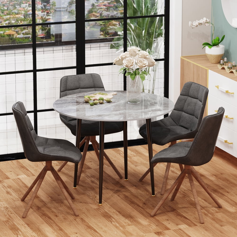 Wisfor Sintered Stone Round Dining Table, Modern Kitchen Table, Seats 2 ...