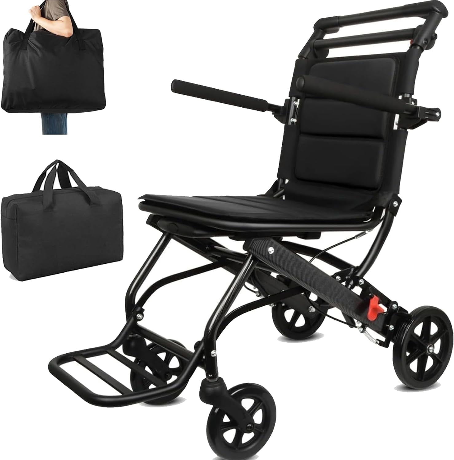 Wisging Lightweight Foldable Transport Wheelchair for Adults, Weight ...