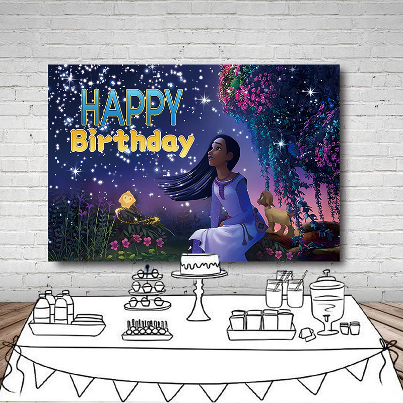Wish Backdrop Princess Asha Birthday Party Decorations Banner Supplies ...