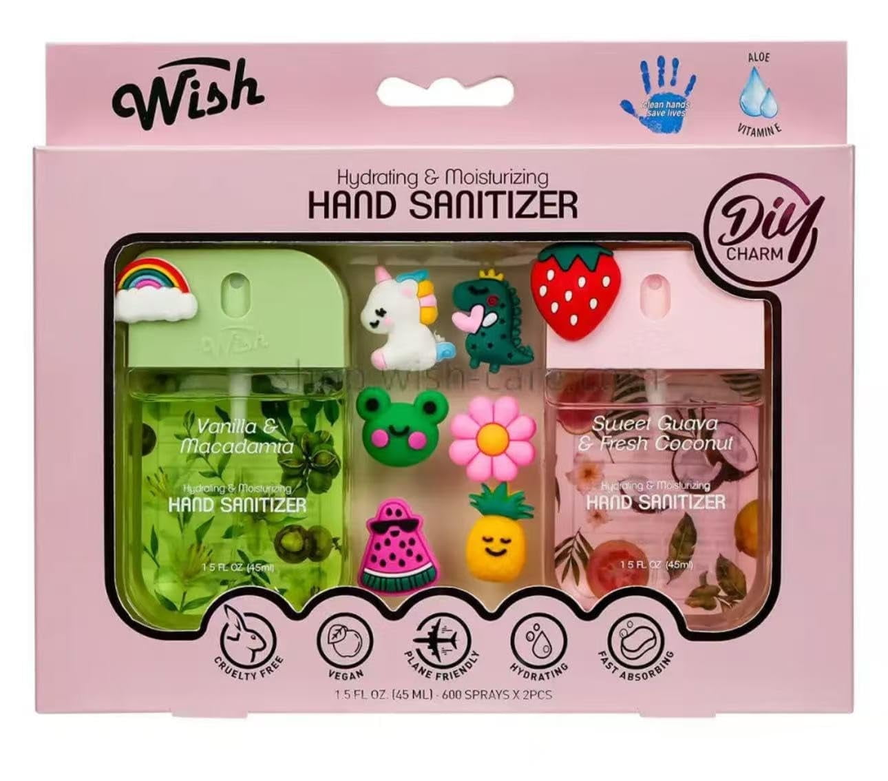 Wish Diy Charm Hand Sanitizer Spary Travel Size Spray 2-Pack Gift Box 1 ...