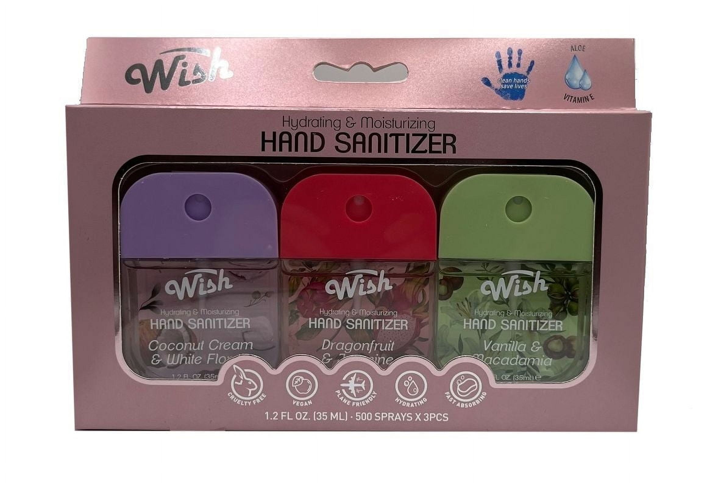 Wish Hand Sanitizer Spray 1.2 Fl Oz 3 Pack, Travel Size, Hydrating and ...