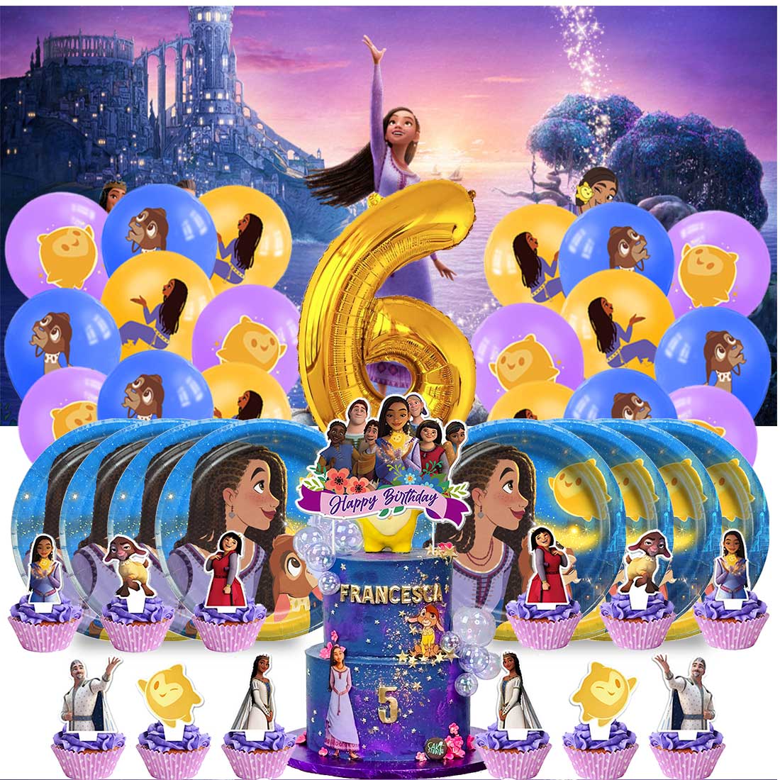 Wish Movie Balloons Party Supplies 6th Decor Tableware Birthday Cake ...