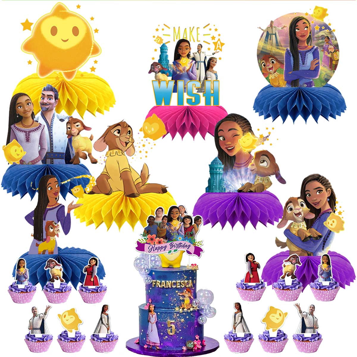 Wish Movie Party Decor Supplies Honeycomb Centerpieces Table Toppers ...