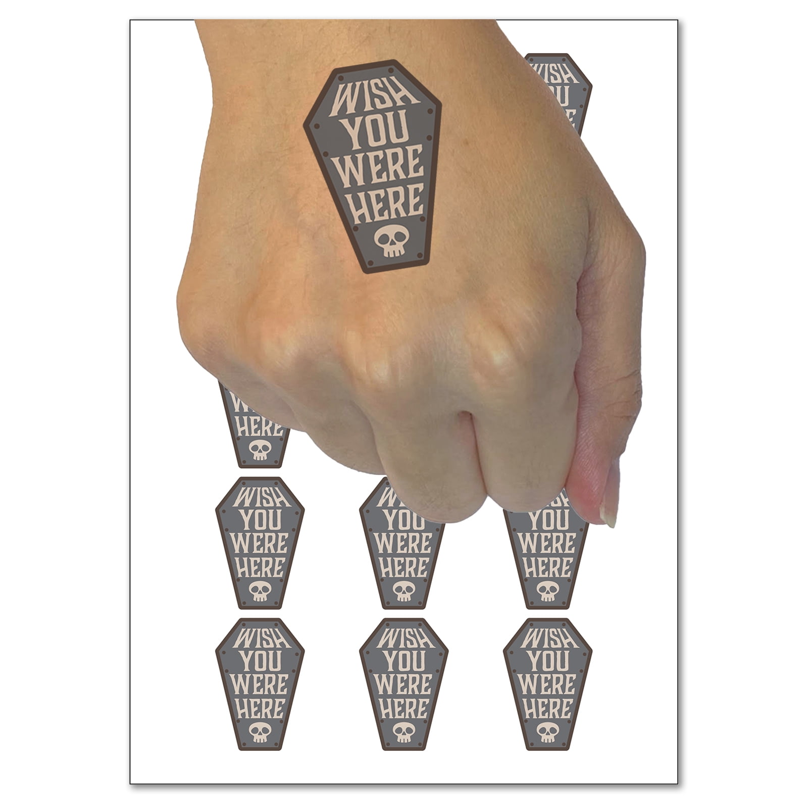Wish You Were Here Coffin Skull Dark Humor Water Resistant Temporary ...