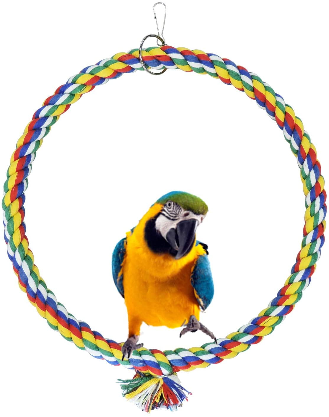 WishLotus Bird Swing, Cage Hanging Cotton Rope Swing Bite Resistance ...