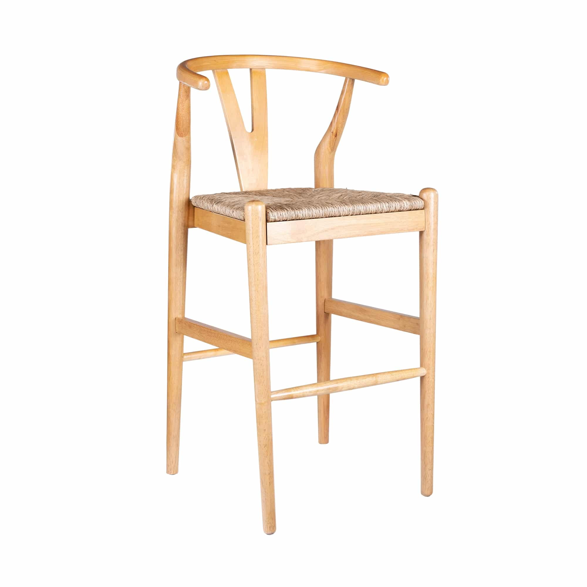 Boraam Wishbone Bar Height Kitchen Bar Stool in Natural Finish ...