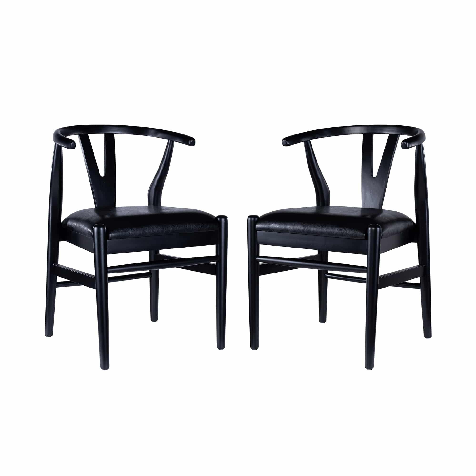 Wishbone Dining Chairs - Set of 2 - Black Finish - Walmart.com