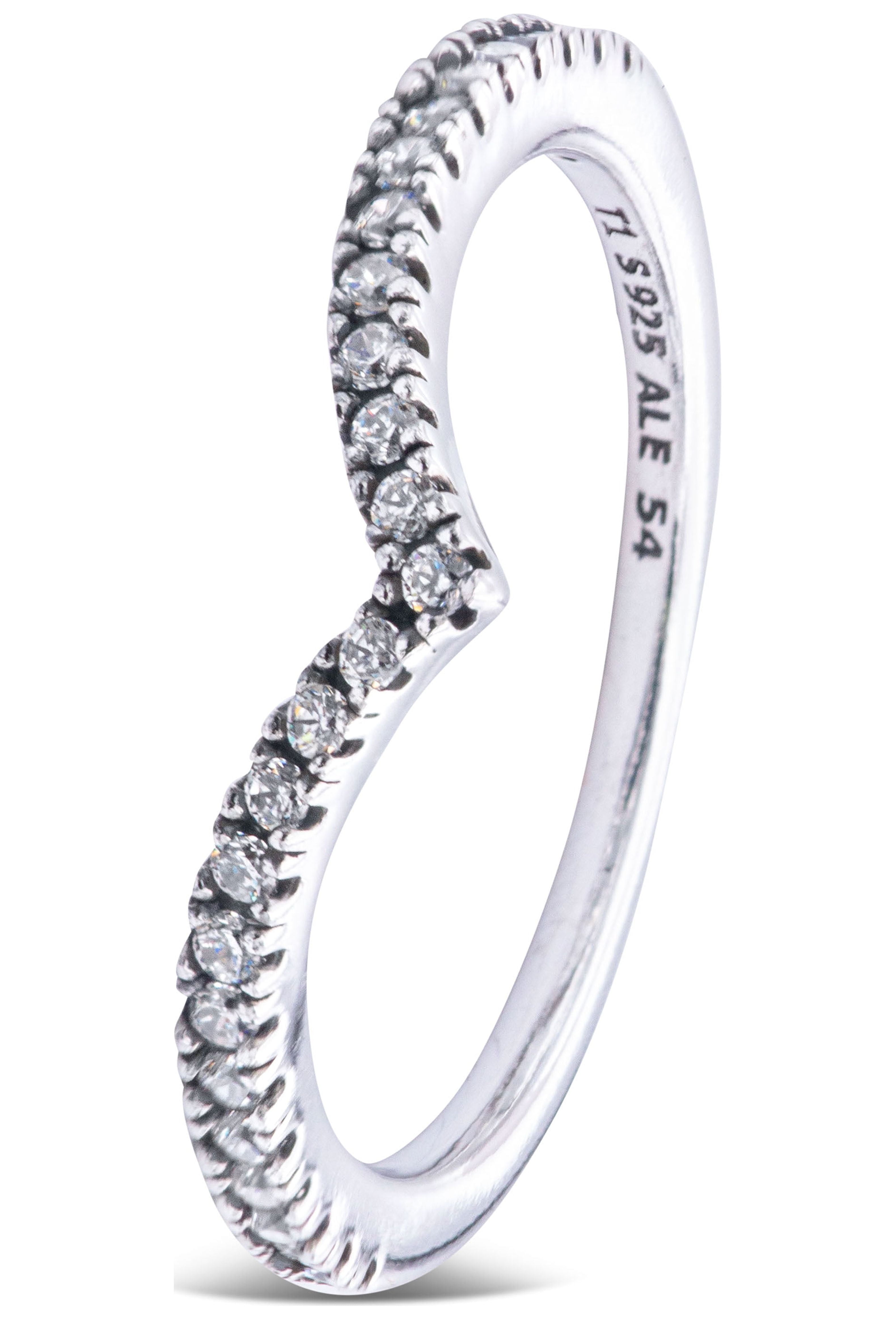 Wishbone ring in sterling silver w/clear CZ Ring sz 48 196316CZ-48 ...