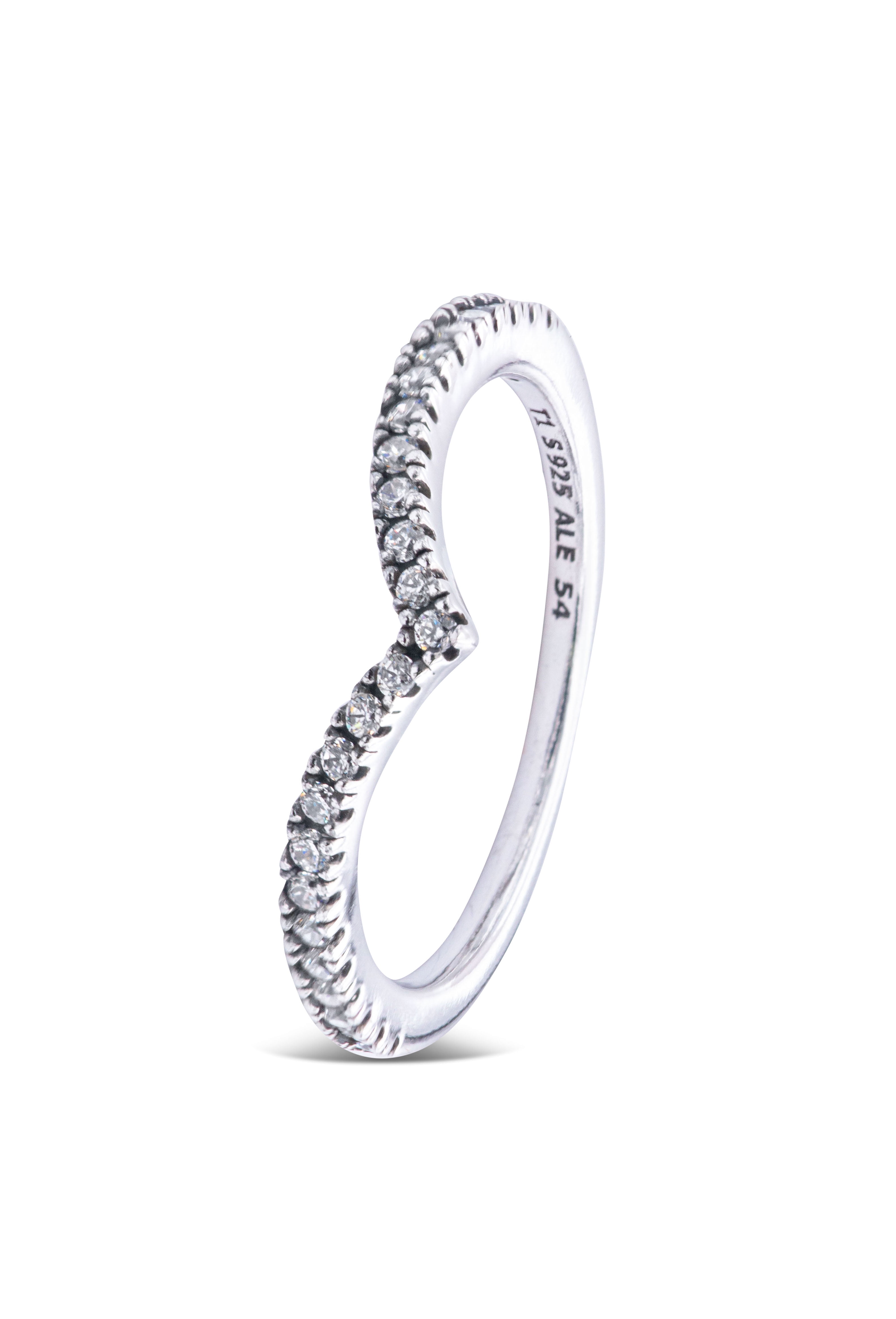 Wishbone ring in sterling silver w/clear CZ Ring sz 58 196316CZ-58 ...