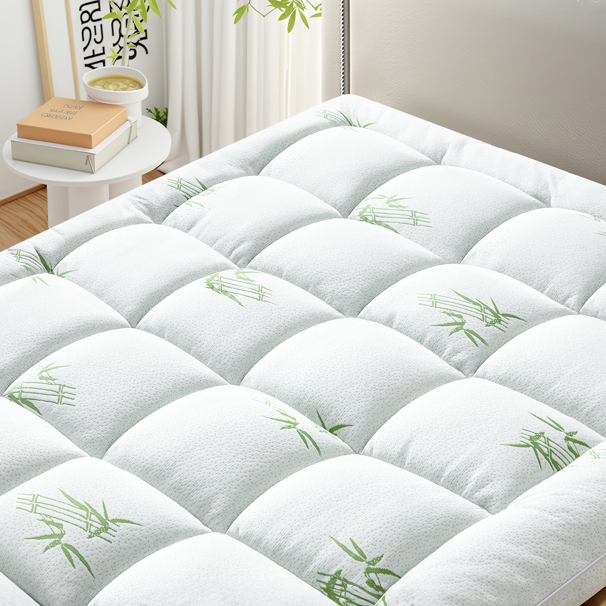 WISHEAD Queen Size Mattress Topper, bamboo viscose, deep pocket ...