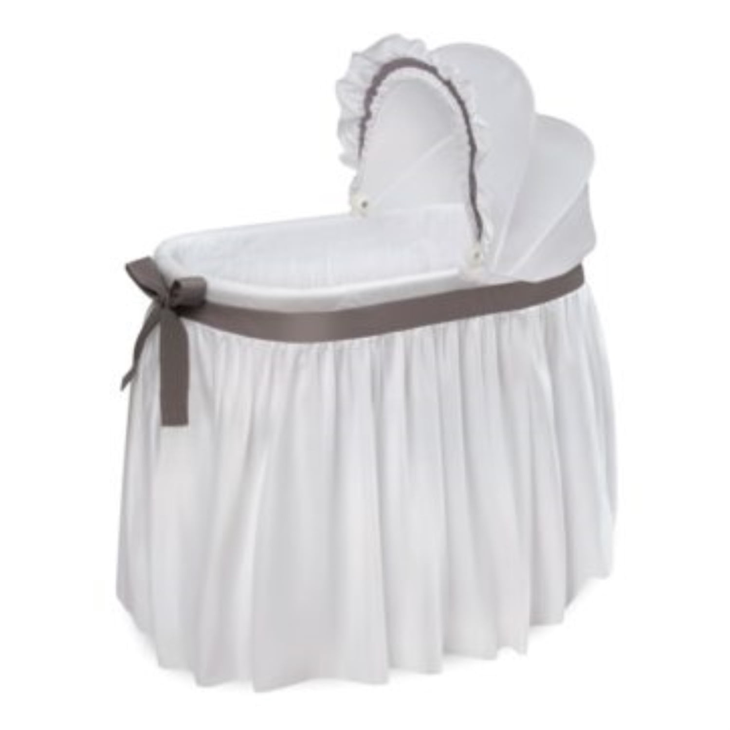 Badger Basket Wishes Oval Baby Bassinet with Full Length Skirt, White ...