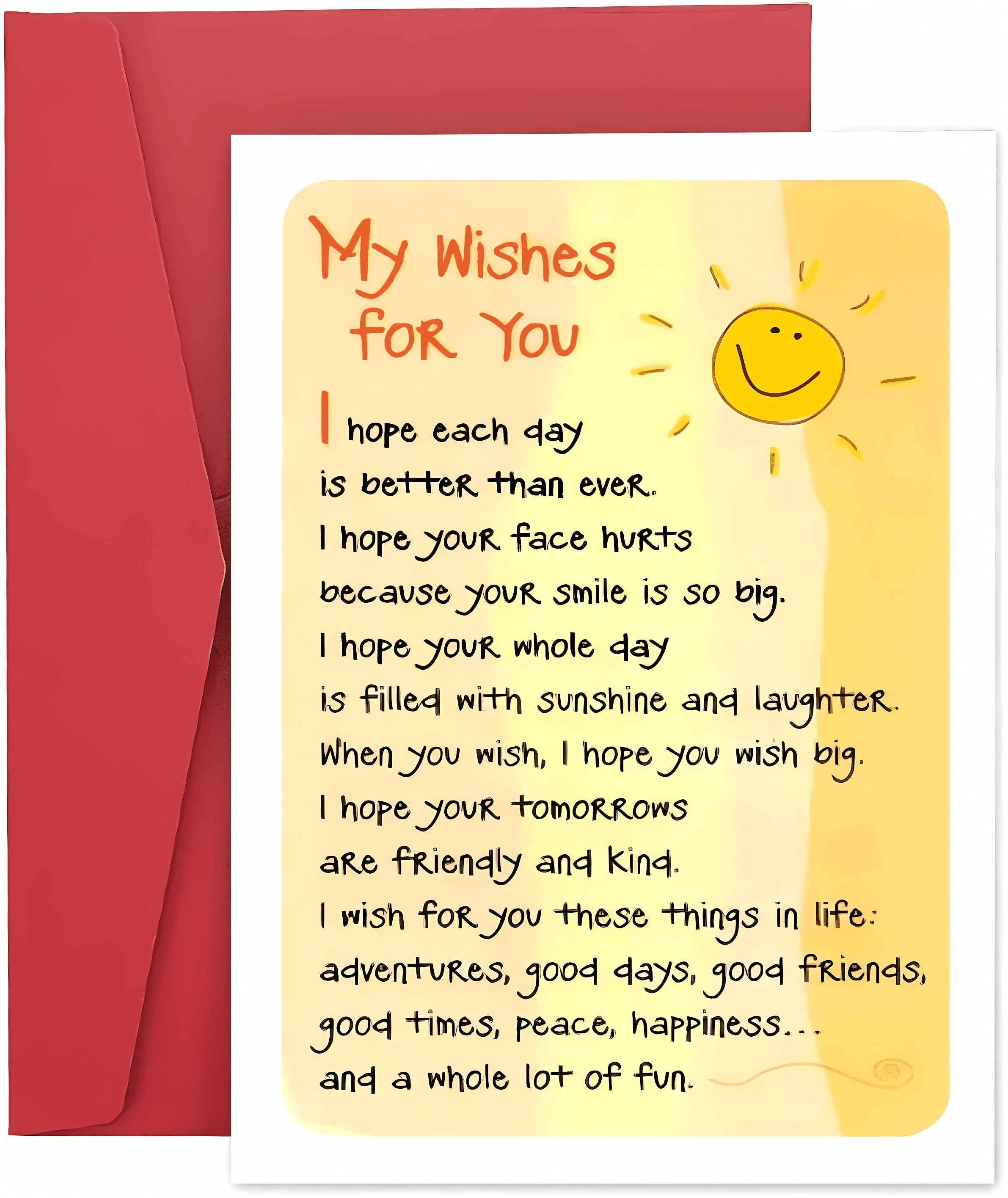 My Wishes for You Greeting Card – Inspirational Message with Sunshine ...