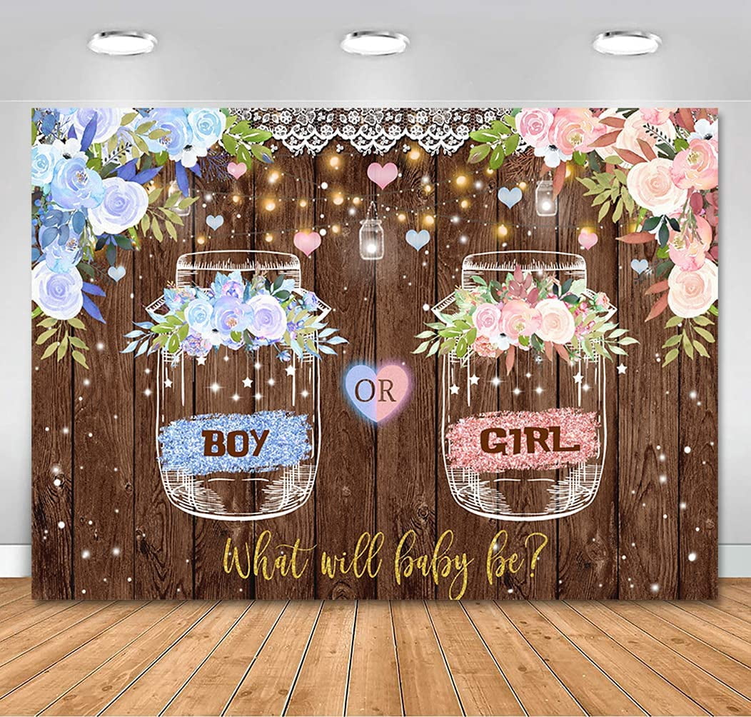 Wishing Bottle Gender Reveal Backdrop Boy or Girl What Will Baby Be ...