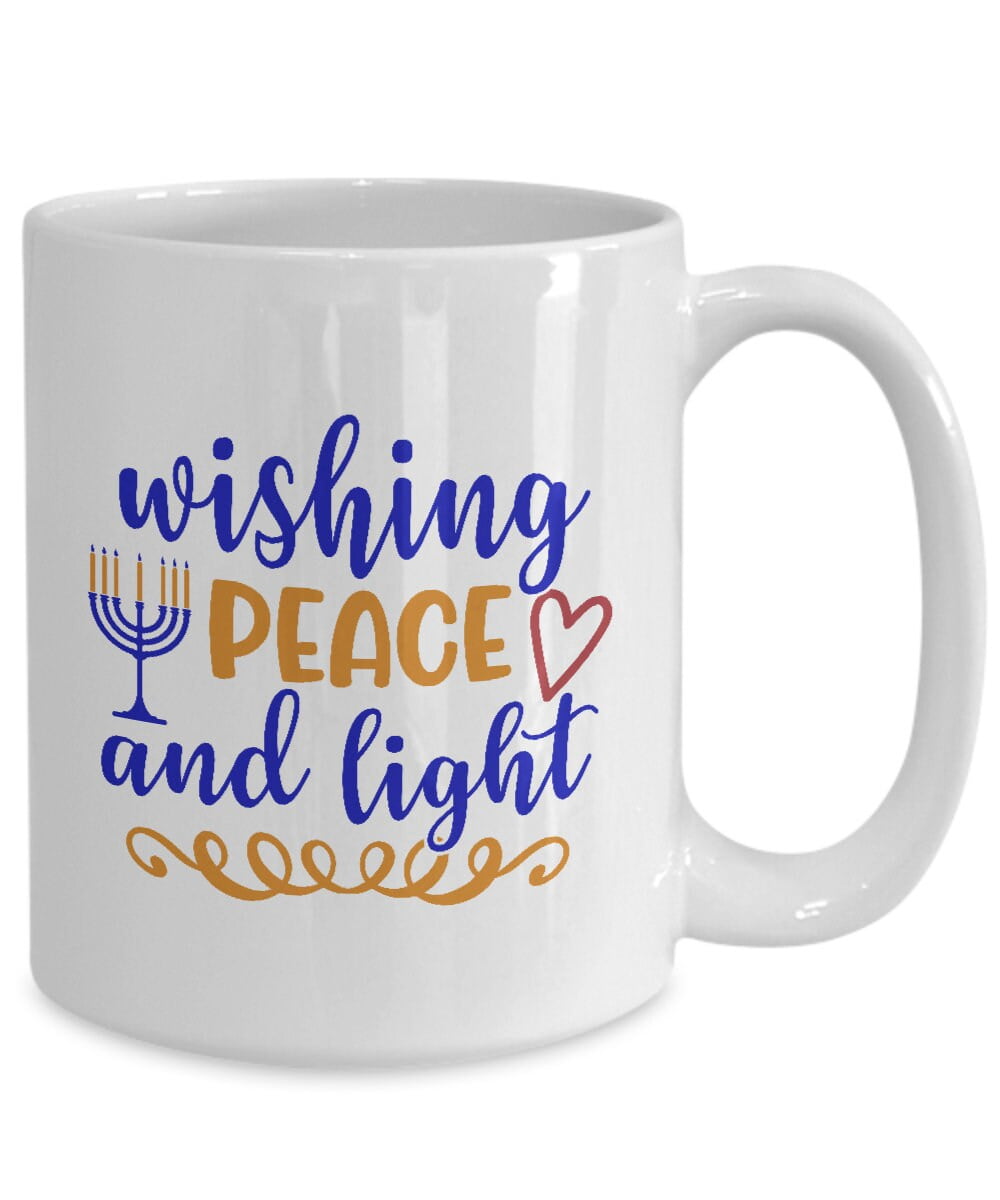Wishing Peace And Light Hanukkah Menorah White Gift coffee mug ...