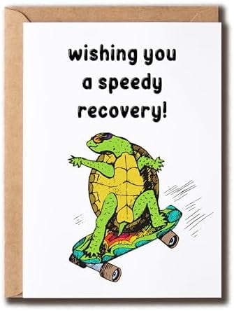 Wishing You A Speedy Recovery Card - Skateboard Turtle Greeting Card ...
