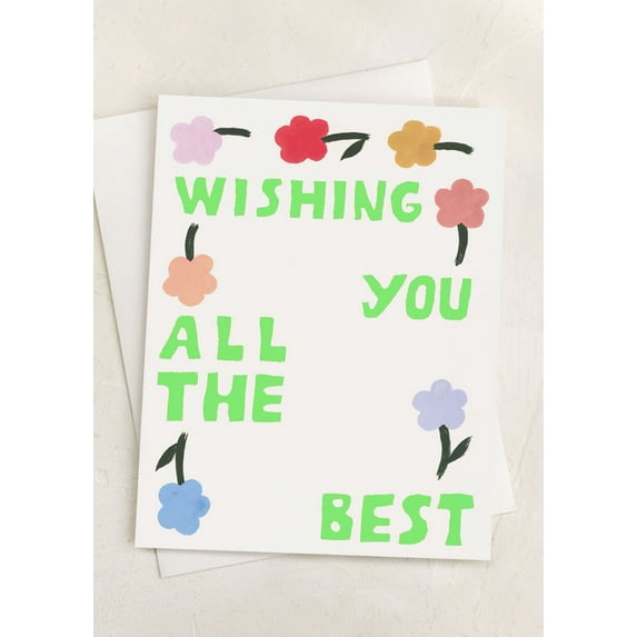 Wishing You All the Best Greeting Card – Floral Design – Blank Inside ...