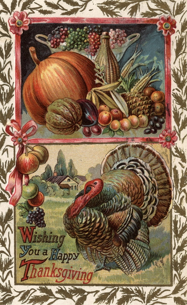 Wishing You a Happy Thanksgiving, Turkey and Produce # 2 (16x24 Giclee ...