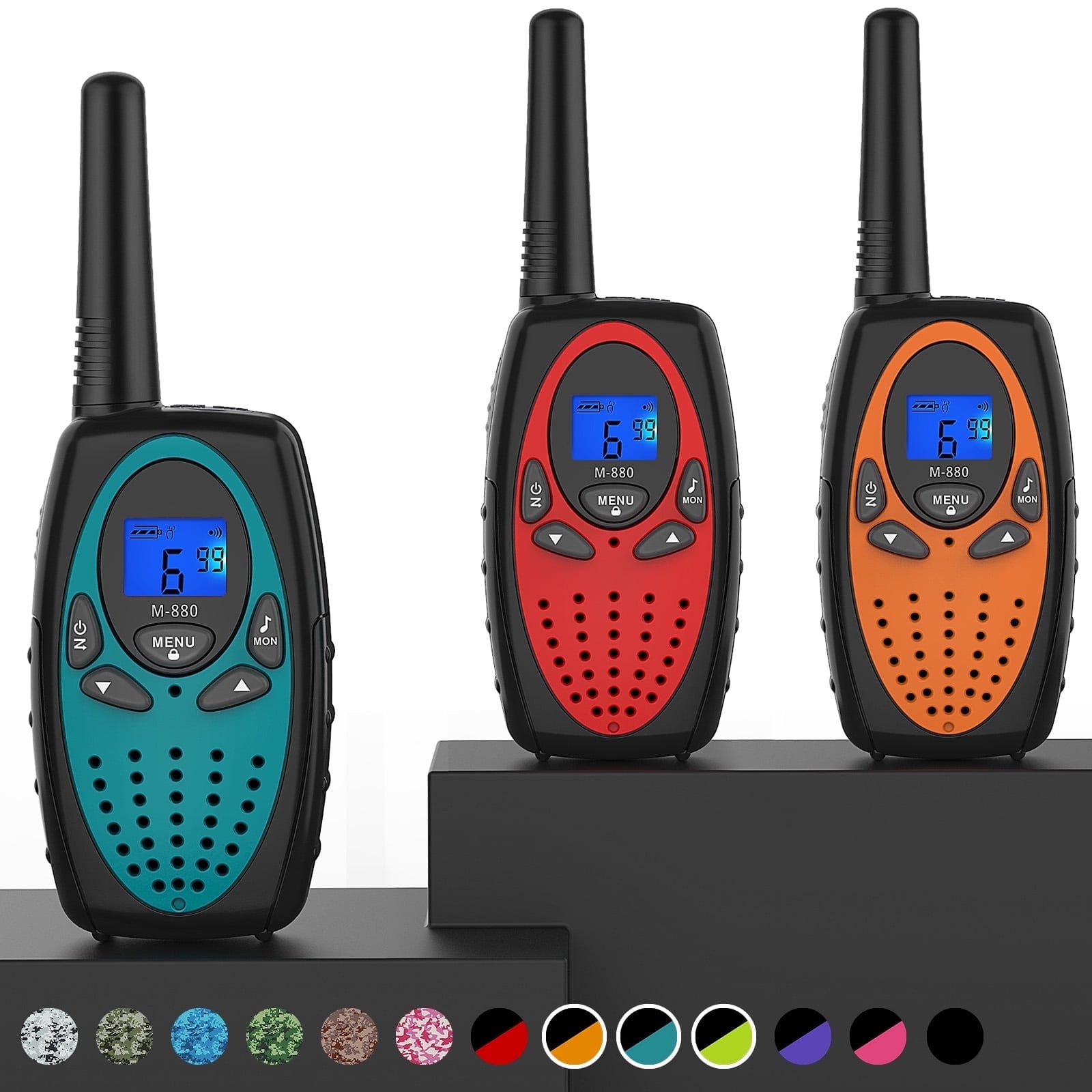 Wishouse M880 FRS Long Range Walkie Talkie Set, Rechargeable, Durable ...