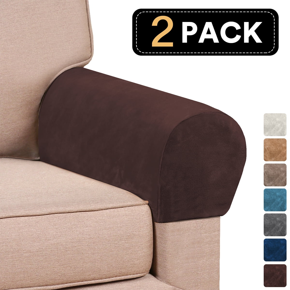 Wishrage 2PCS Velvet Stretch Armrest Covers for Chairs and Sofas ...