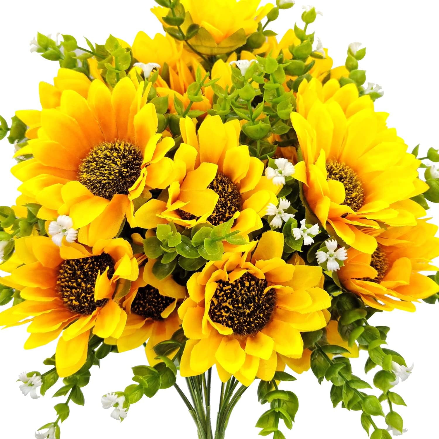 Wishrage 3PCS Sunflowers Artificial Flowers Bouquet with Stem, Silk ...