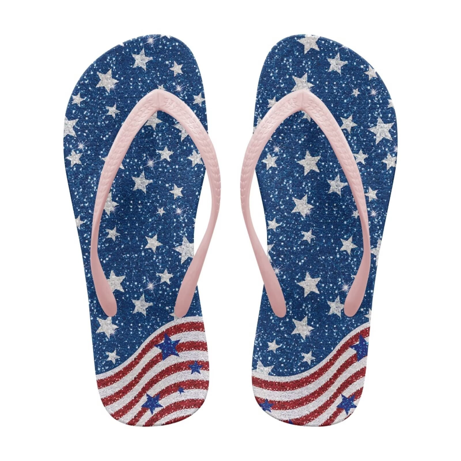 Wismoutput Anti-Slip Beach Flip Flops for Women Teens Girls American ...