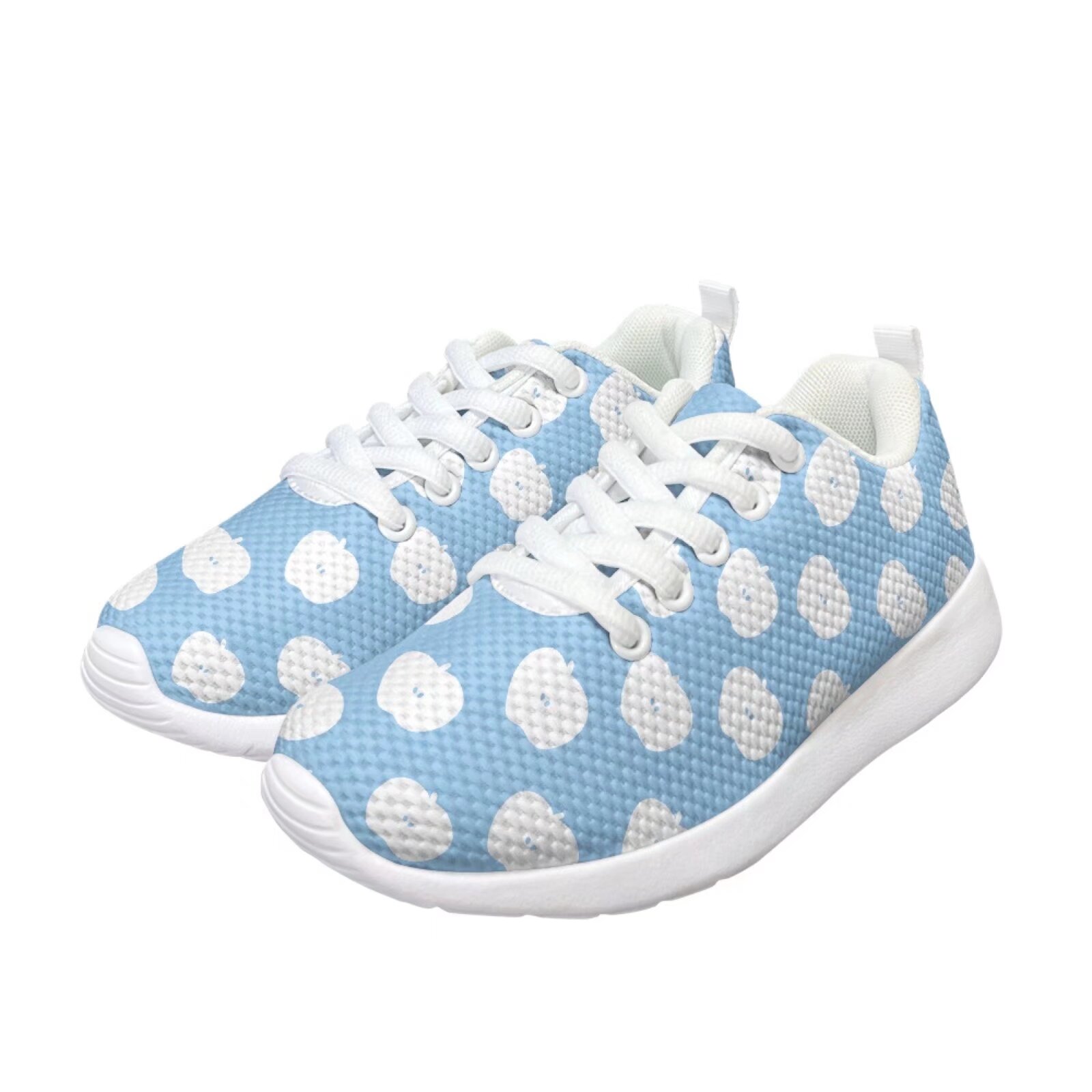Wismoutput Blue Sports Shoes for Kids Girls Apple Pattern Sneakers Soft ...