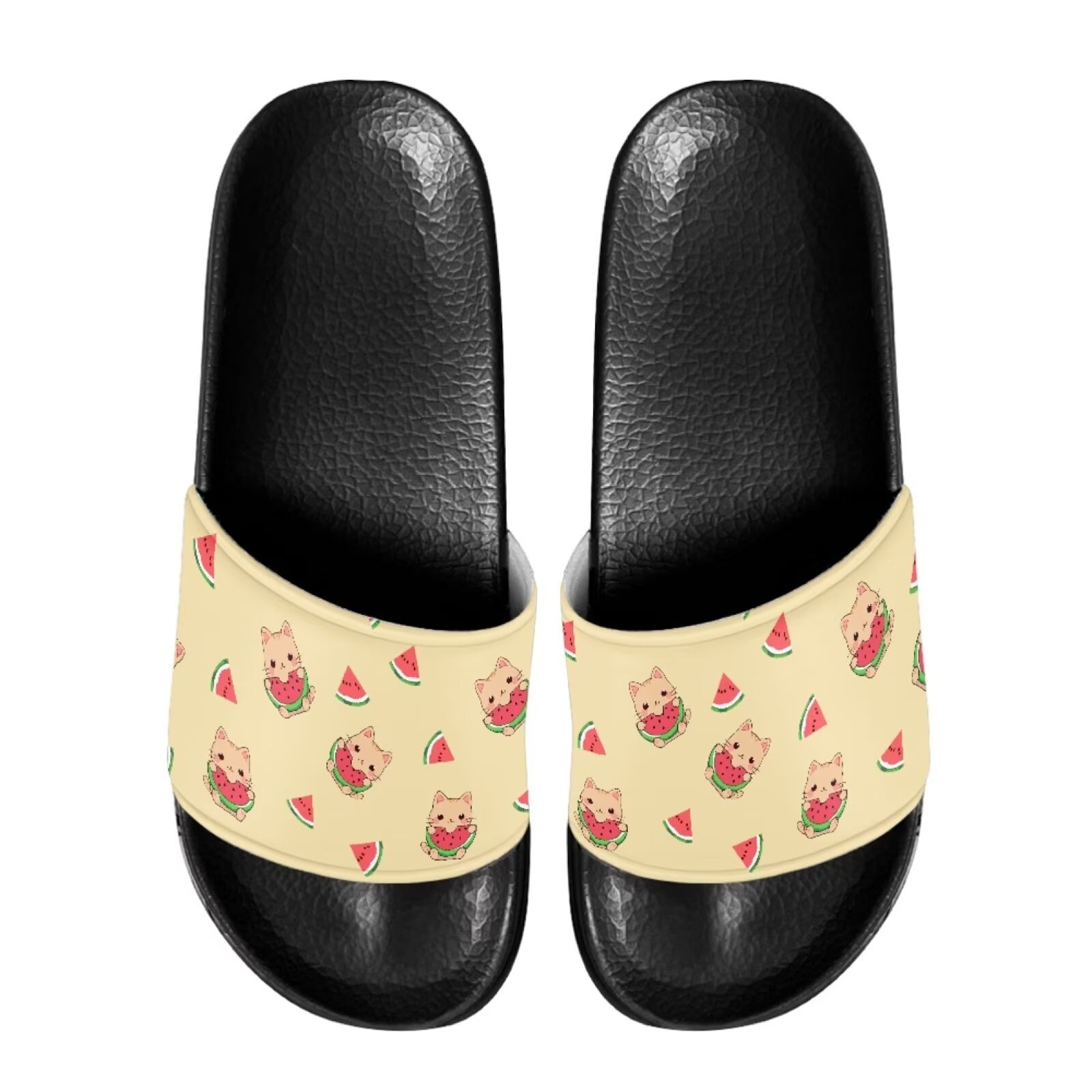 Wismoutput Cat Eating Watermelon Slide Sandals for Women Girls Anti ...