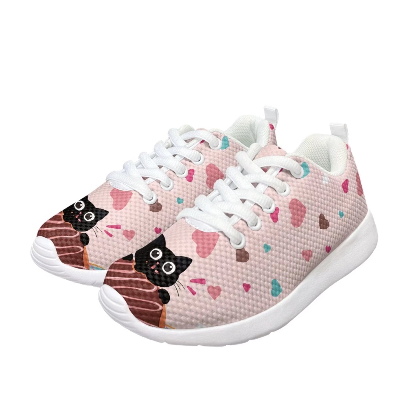 Wismoutput Kid's Lace up Running Shoes Cute Cats Lightweight ...