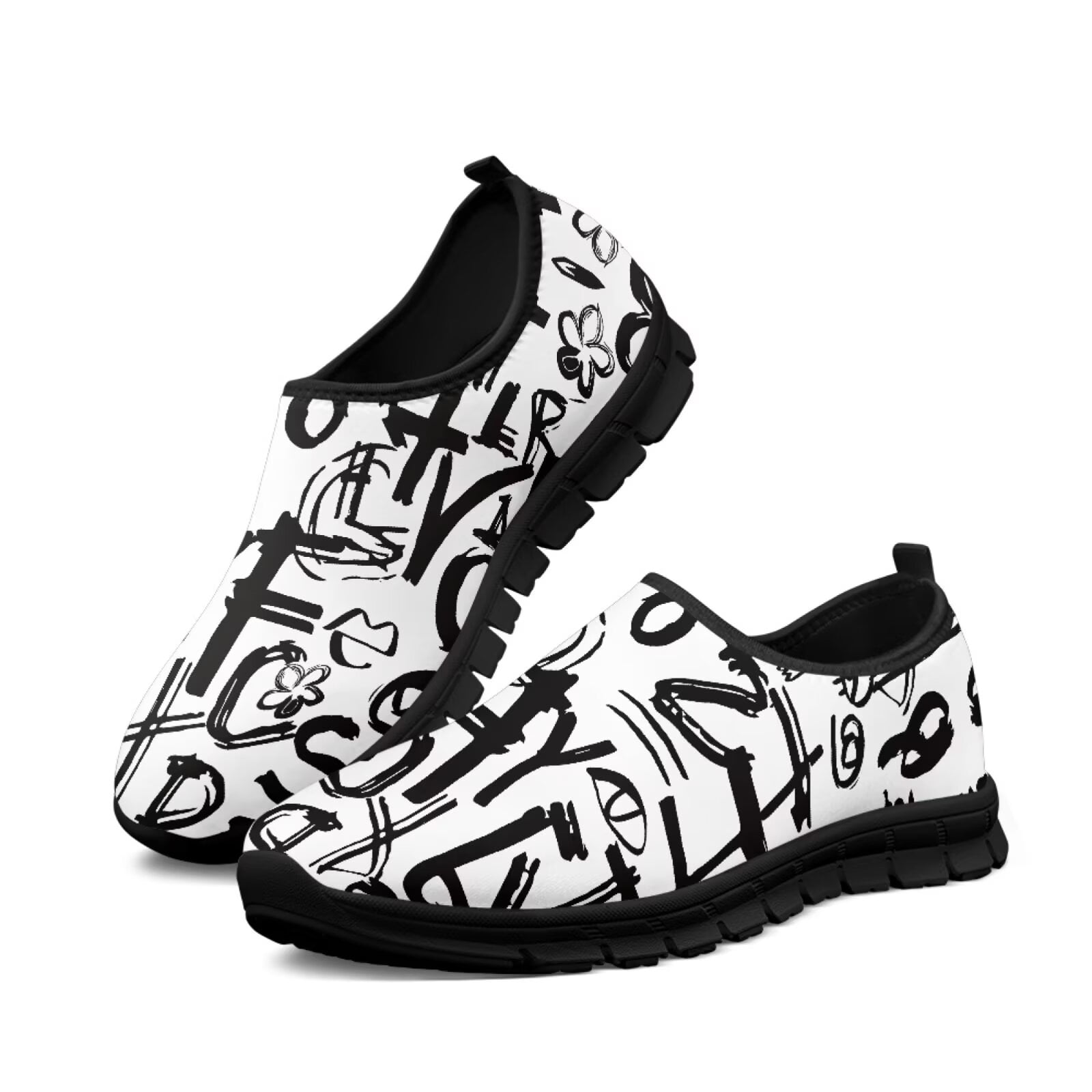 Wismoutput Letter Pattern Running Shoes Low-Cut Casual Shoes for Men ...