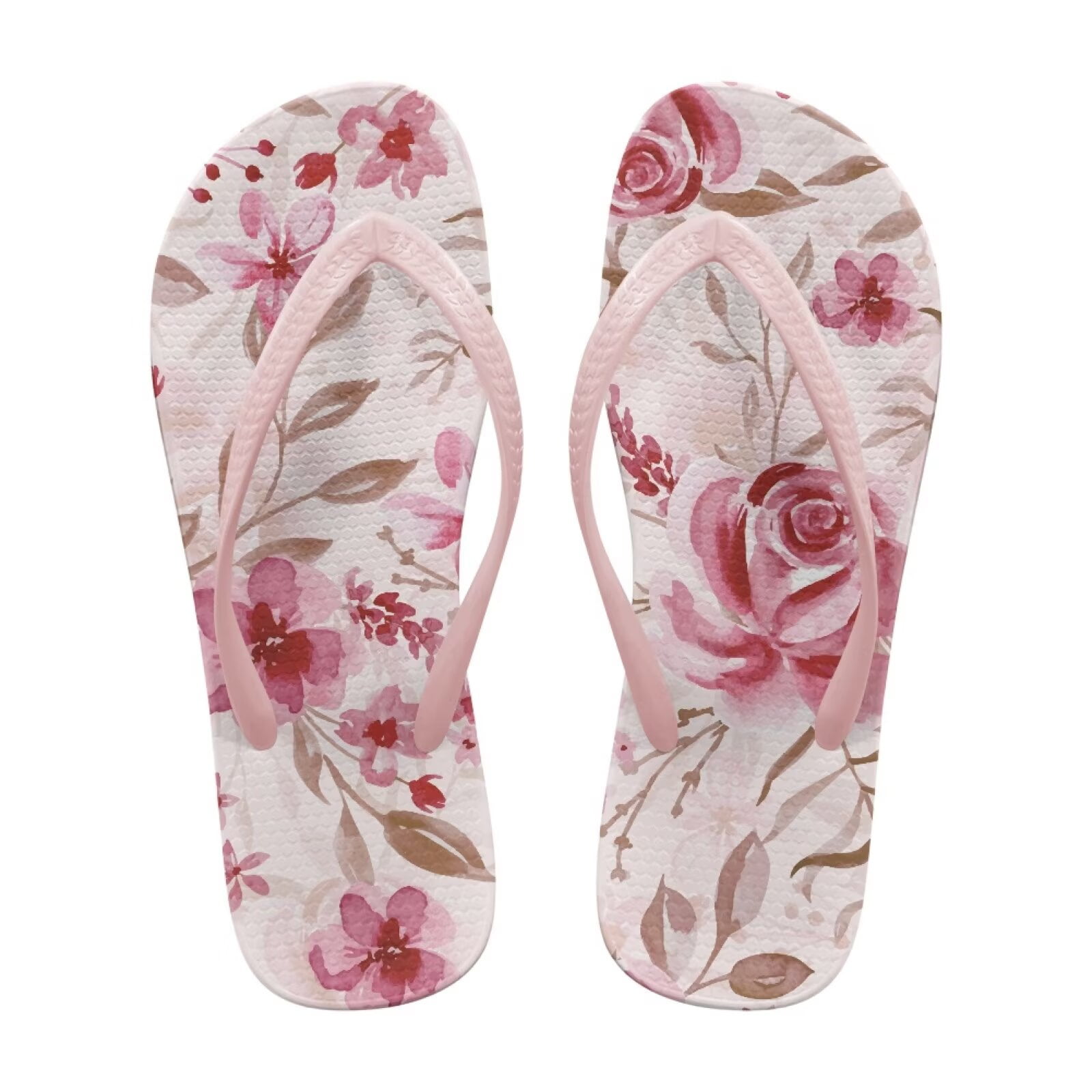 Wismoutput Rose Red Flowers Slim Flip Flops Womens Lightweight Non Slip ...