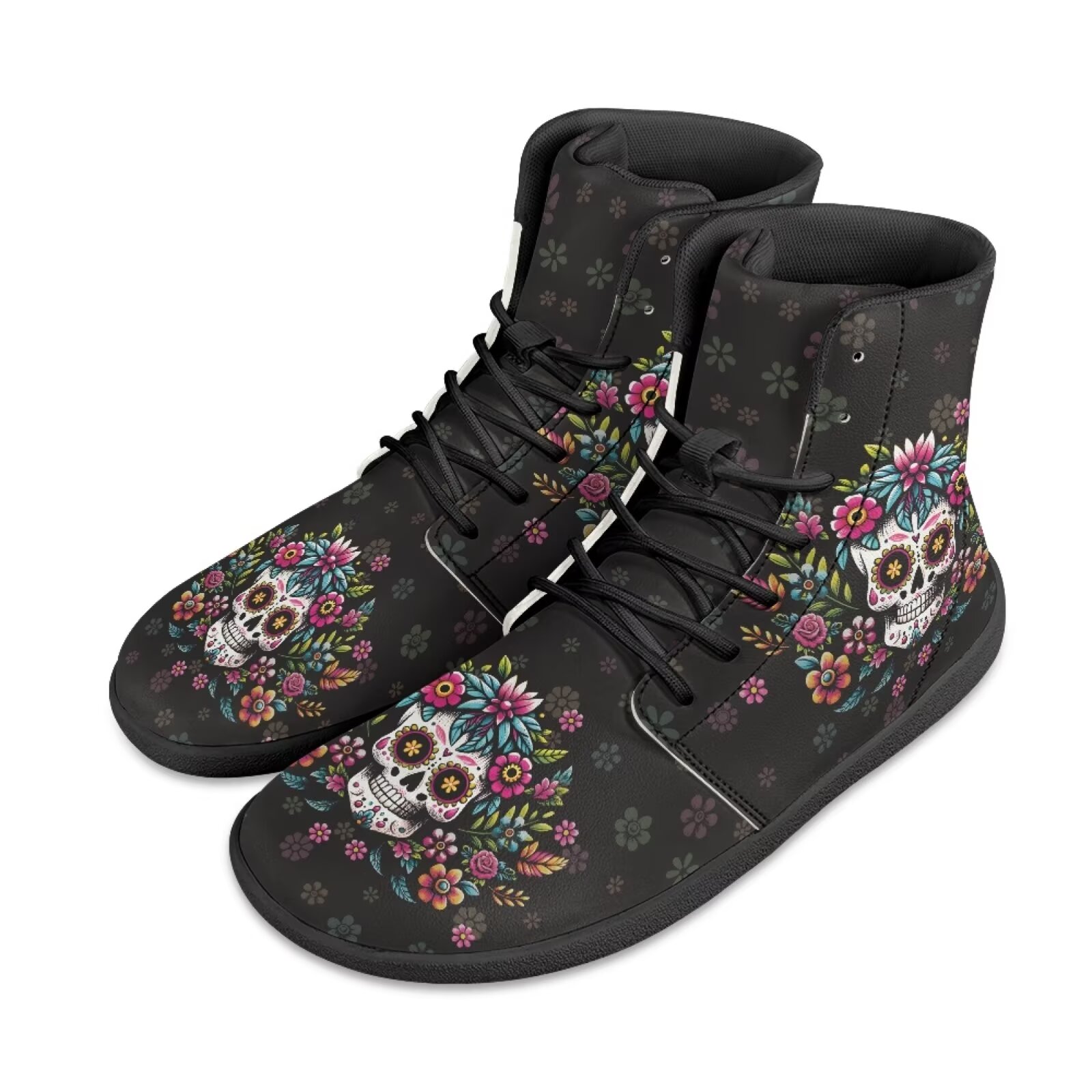 Wismoutput Skeleton Pattern Barefoot Shoes Lace-up High-Top Walking ...