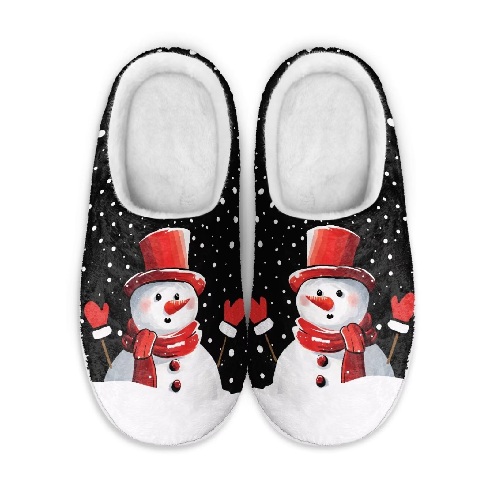 Wismoutput Snowman Print House Slippers for Men Boys Fluffy Cotton ...