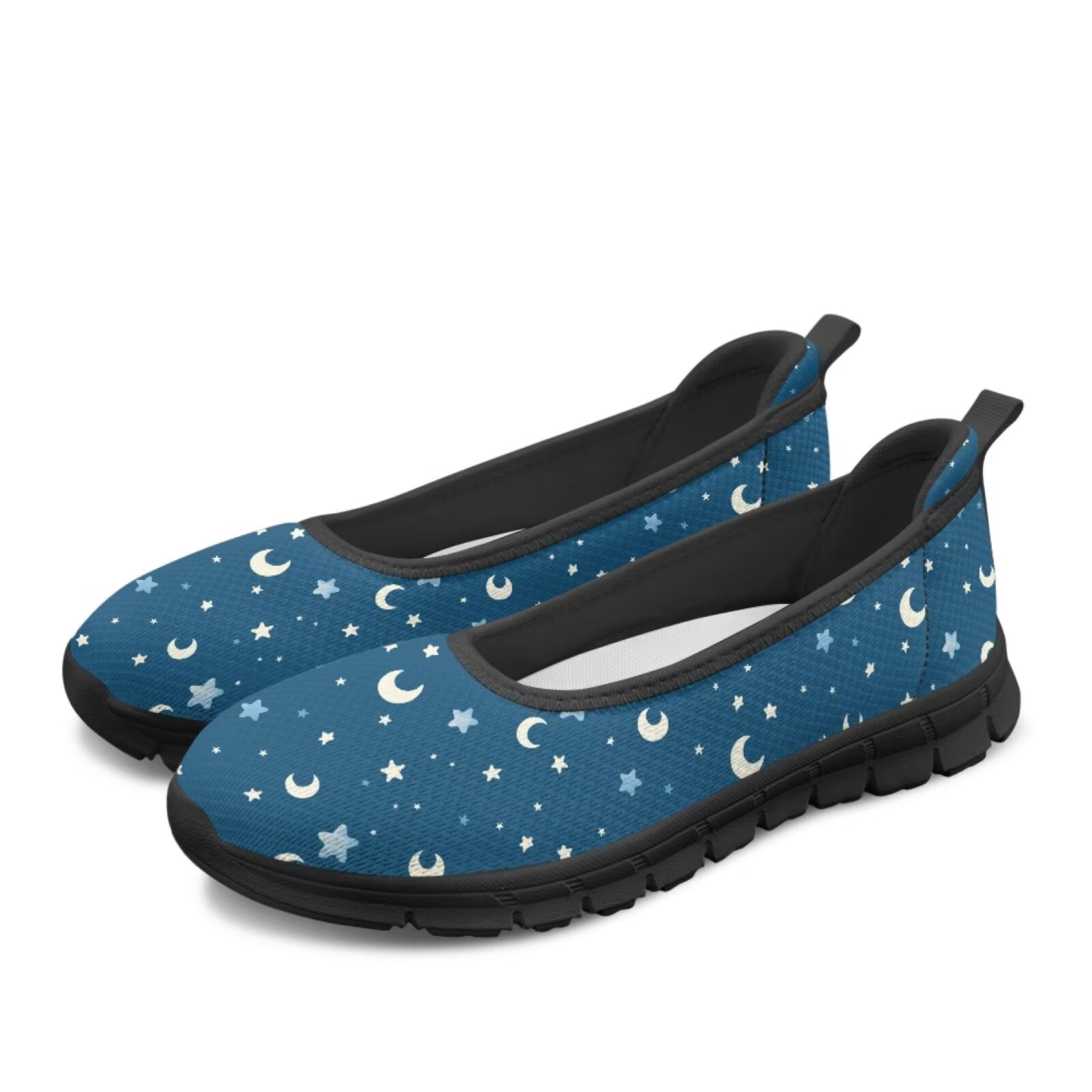 Wismoutput Stars and Moon Printed Shoes for Women Girls Non-Slip ...