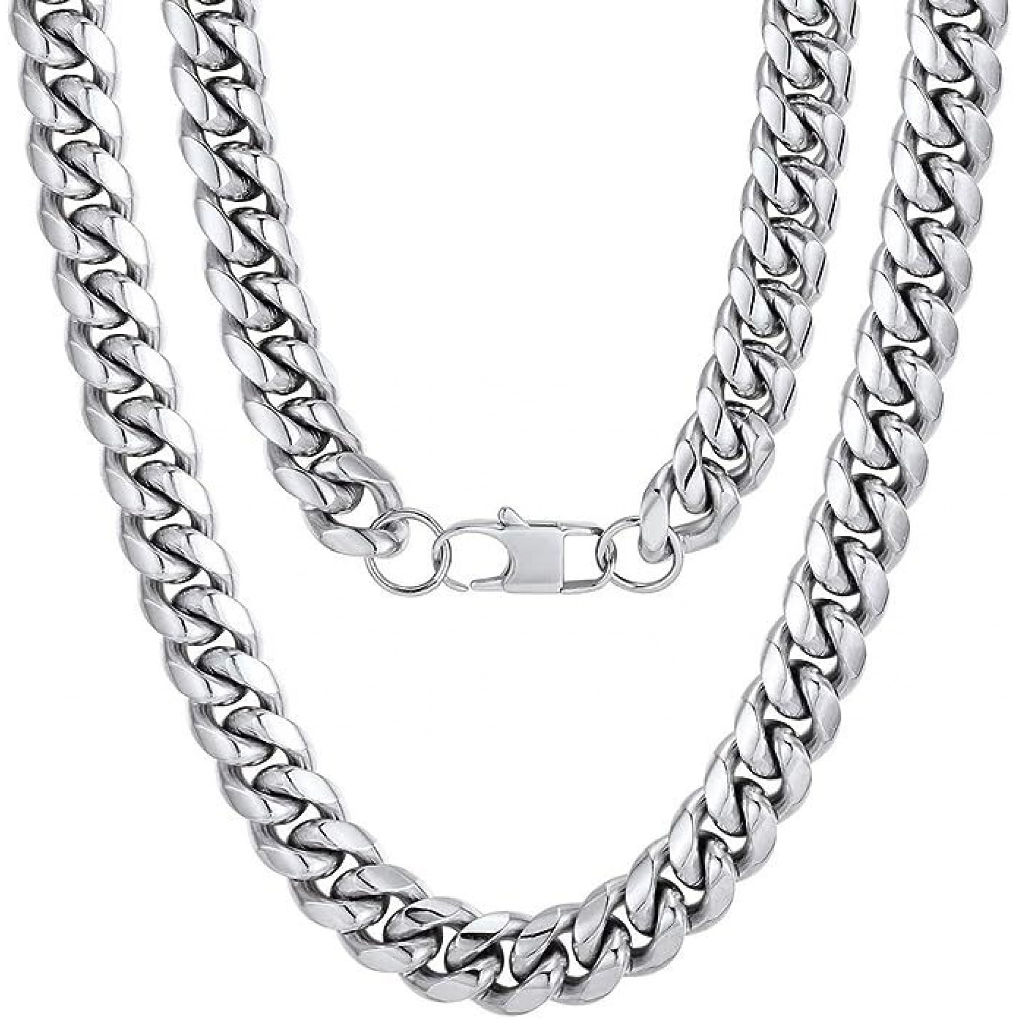 Wisolt Men's Cuban Link Chain - Titanium Steel, 27.55ln Long, Stylish ...