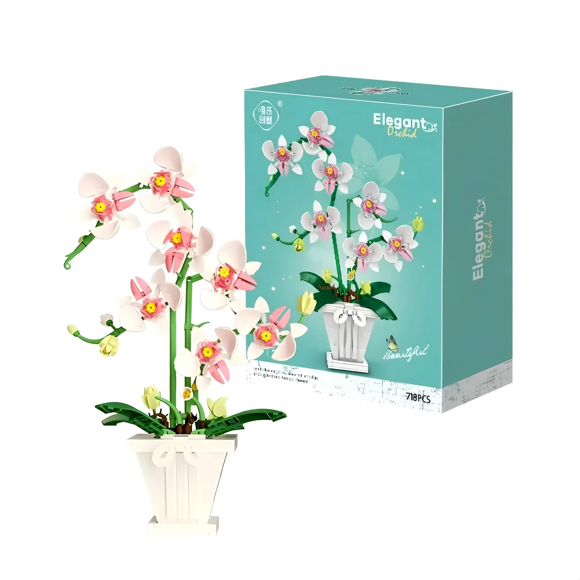 Wisolt Orchid Flower Building Sets,Artificial Flowers With Bonsai Home ...