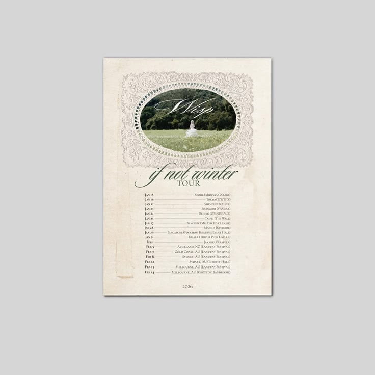 Wisp If Not Winter Tour Asia & Australia Dates 2026 Poster Size 24''x36 ...