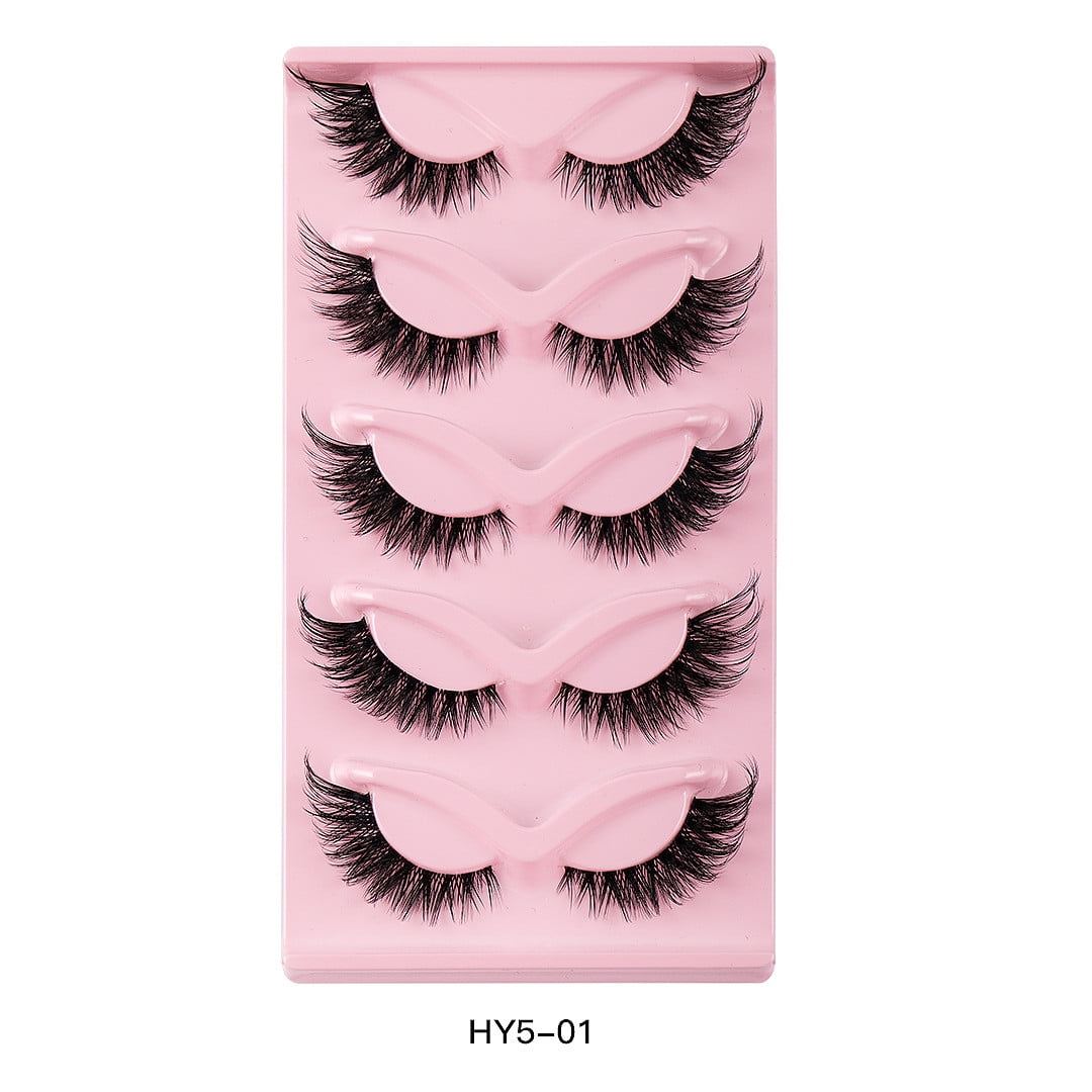 Wispy Cat Eye Lashes Natural Look Reusable Soft False Eyelashes 5 Pairs ...