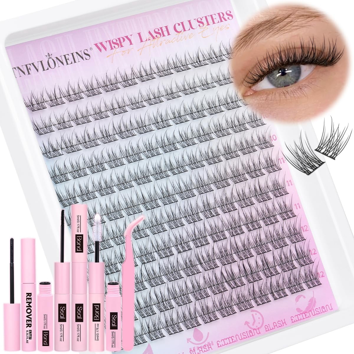 Wispy Lash Clusters AIF9 Natural Lash Extension 9-12MM Cluster Eyelash ...