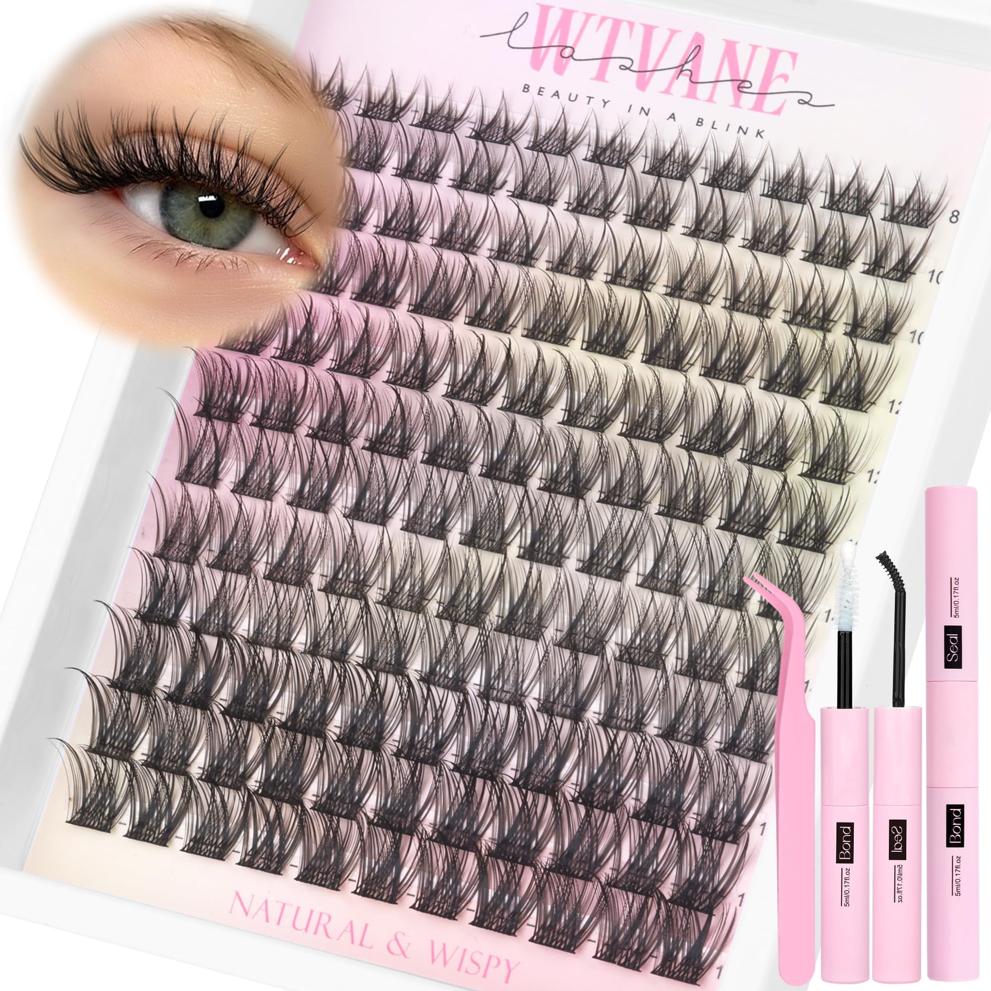 Wispy Lash Clusters Kit AIF9 Natural Cluster Eyelash Extensions Kit 8 ...