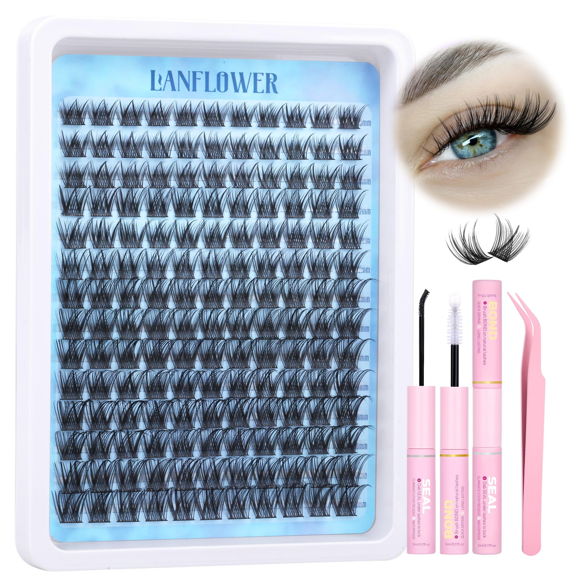 Wispy Lash Clusters Kit IFF17 Natural Lash Extension Kit C Curved Eyelash Extension Kit 10-16mm ...