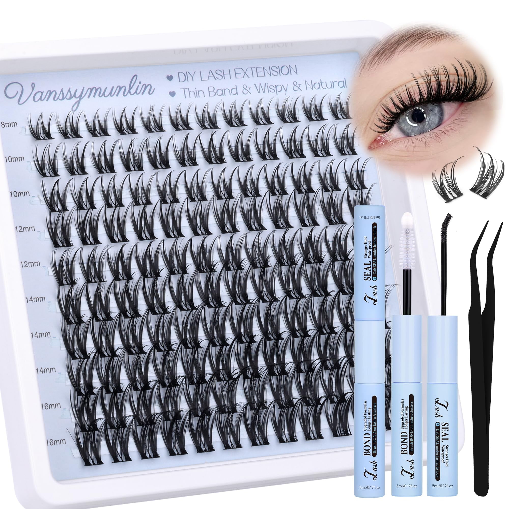 Wispy Lash Clusters Kit SSF20 Natural Lash Extension Kit D Curl Cluster ...