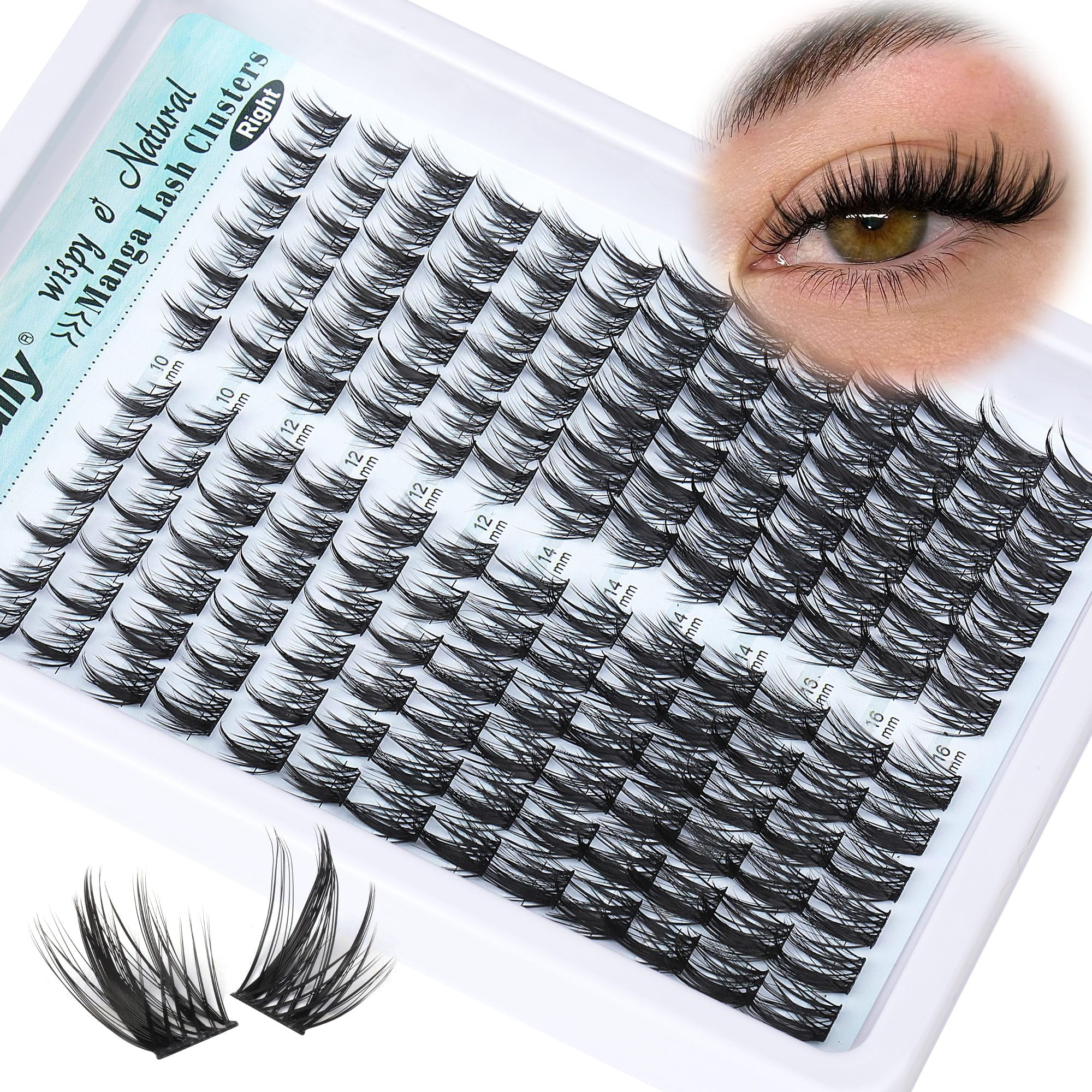 Wispy Lash Clusters Natural AIF9 DIY Lash Extension Manga Spiky Cluster ...
